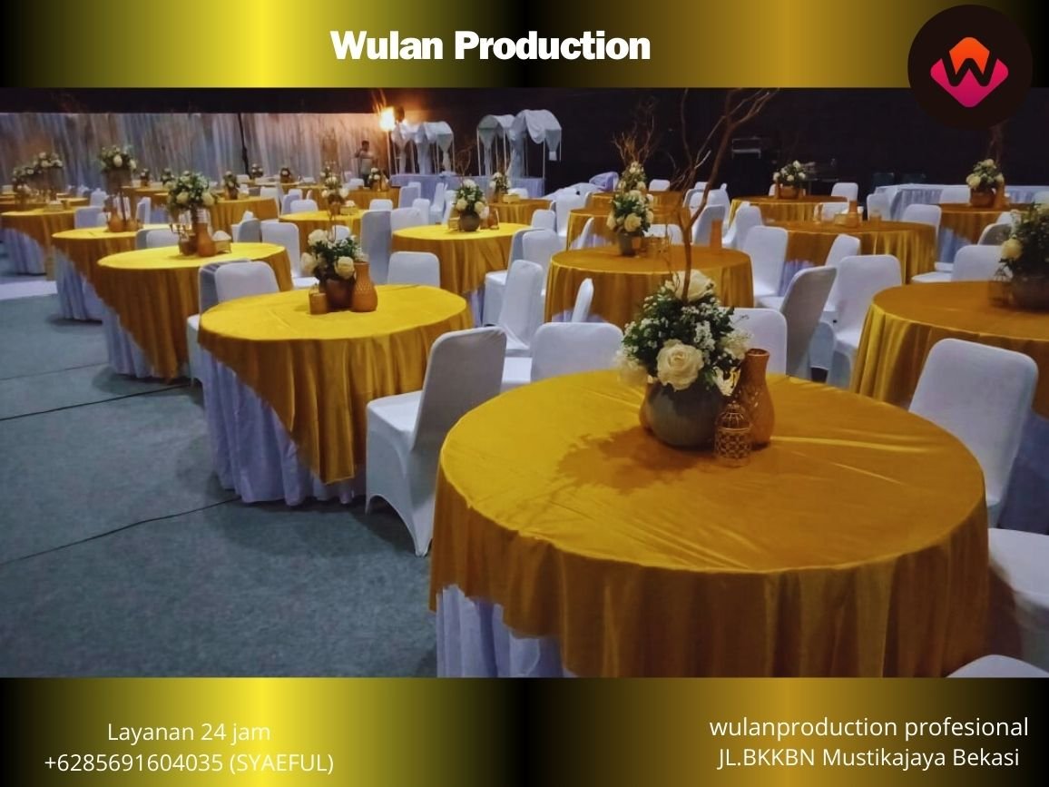 Sewa Meja Bulat Taplak Meja Topping Gold Jakarta