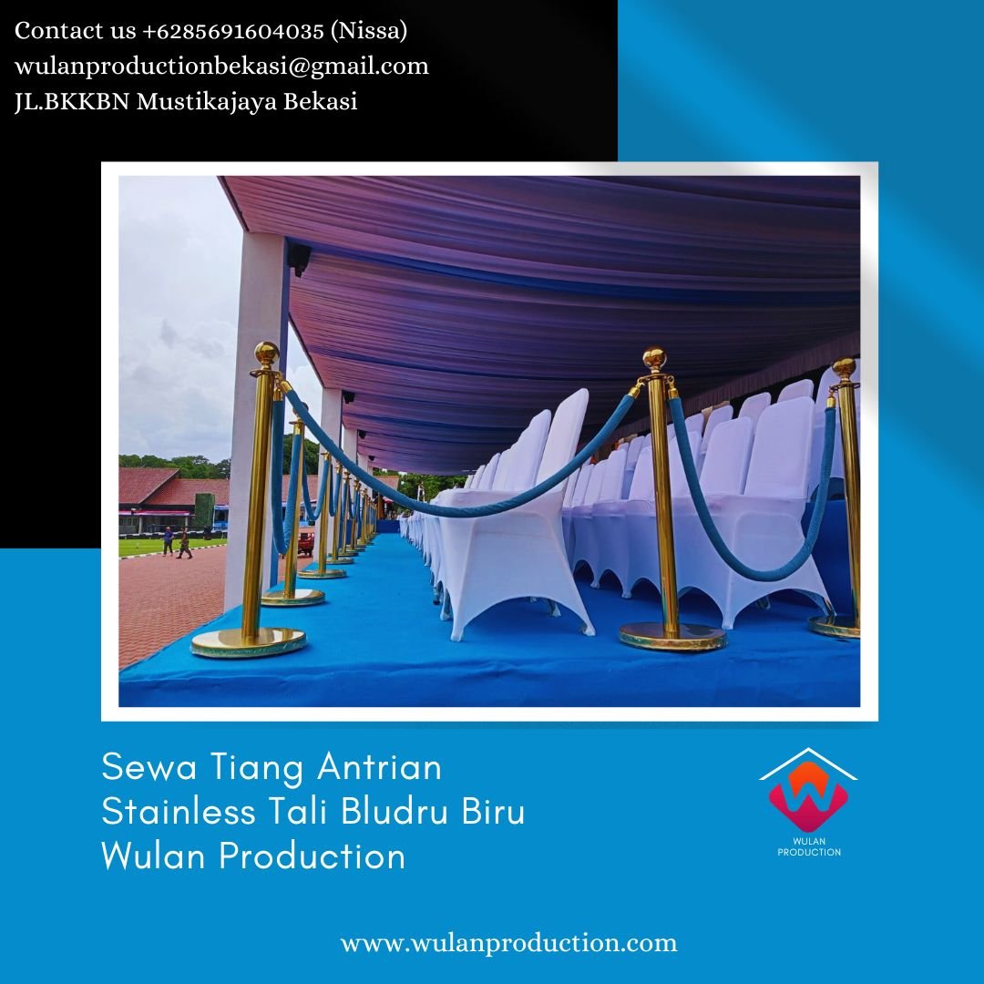 Sewa Tiang Antrian Stainless Tali Bludru Biru Area Jakarta