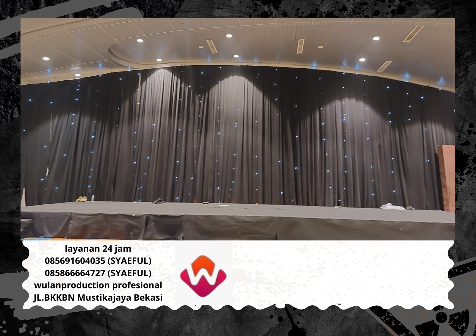 Rental Black Curtain Beragam Ukuran Tinggi di Jakarta