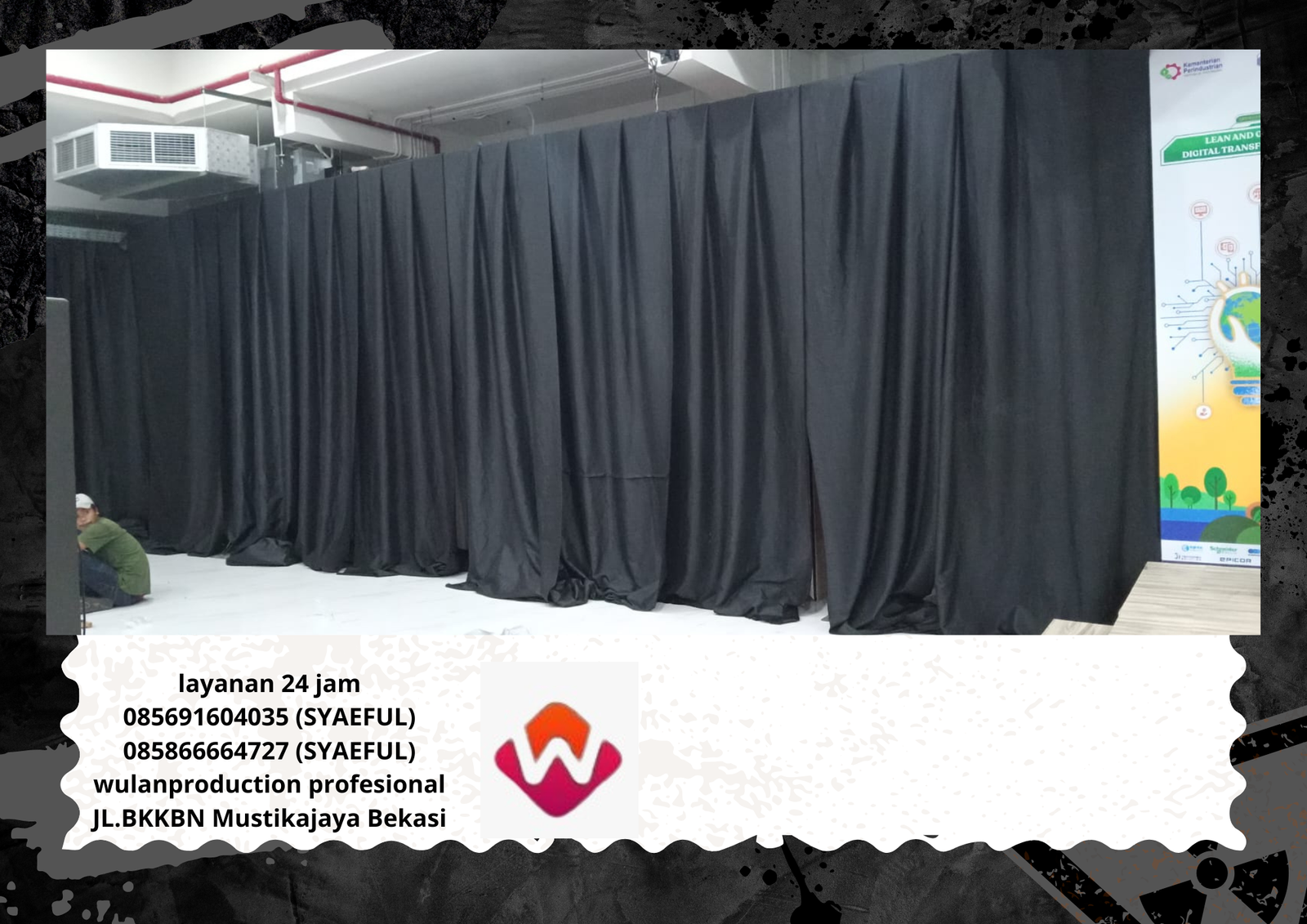 Rental Black Curtain Beragam Ukuran Tinggi di Jakarta