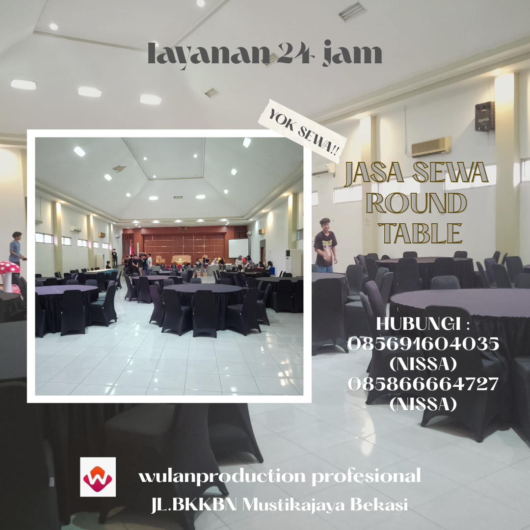 Rental Round Table Black Cover Tangerang